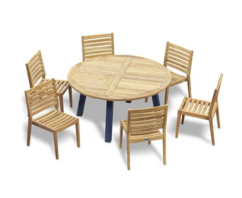 Diskus 6 Seater Teak And Metal 1 5m Dining Set With Solana Stacking Chairs