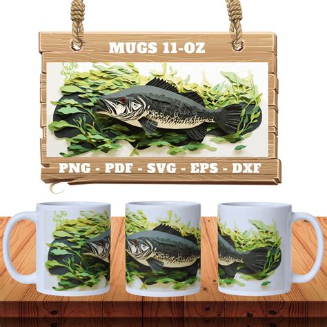 Largemouth Bass Template For 11 0z Mug Fathers Day Mug Fishing Mug