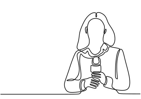 Continuous Line Of Woman Journalist Reporter 66941141 Vector Art At Vecteezy