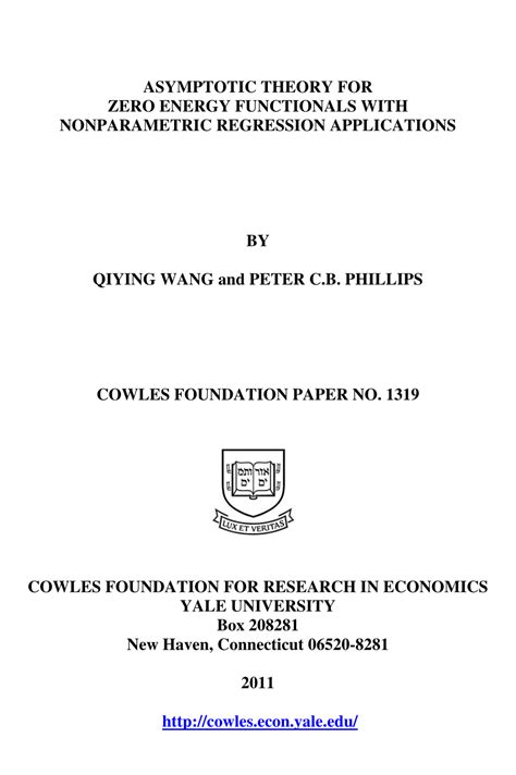 pdf asymptotic theory for zero energy functionals with nonparametric