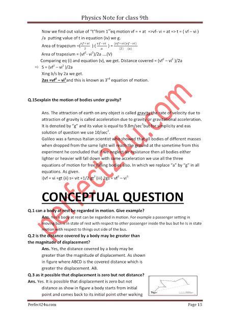Physics Notes For Class Th PERFECT U Physics Notes For Class Th PERFECT U