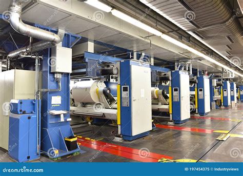 Modern Offset Printing Machines In A Large Printing Plant Modern Equipment In An Industrial