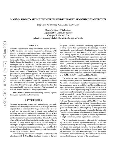 PDF Mask Based Data Augmentation For Semi Supervised Semantic
