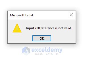 Fixed Excel Data Table Input Cell Reference Is Not Valid