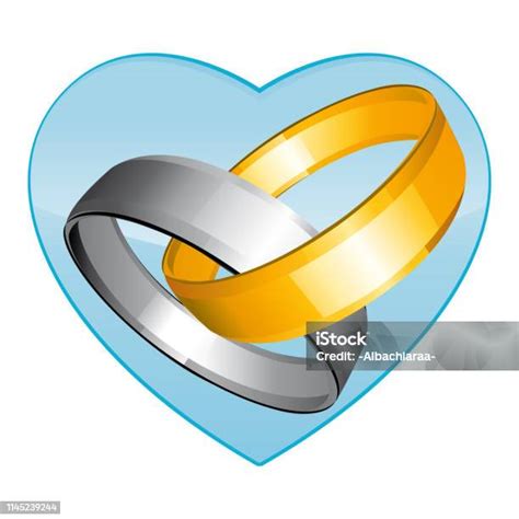 두 개의 금과은 결혼 반지 파란 심장입니다 벡터 아이콘입니다 2명에 대한 스톡 벡터 아트 및 기타 이미지 2명 결혼 반지 결혼식 Istock