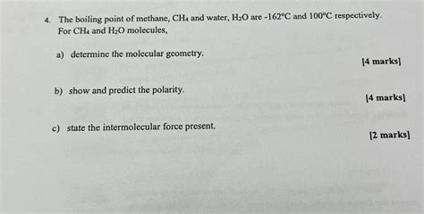 4 The Boiling Point Of Methane Ch4 And Water Studyx