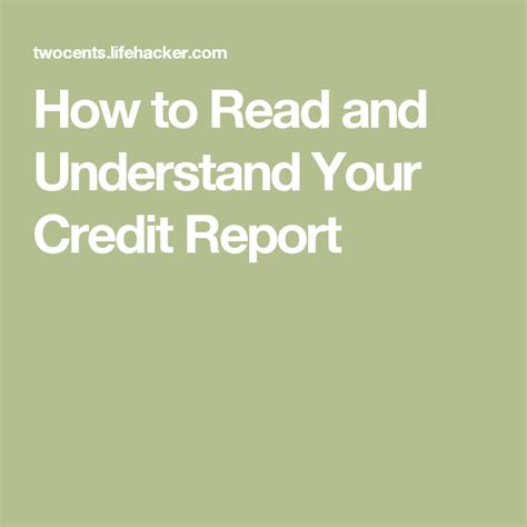 How To Read And Understand Your Credit Report Credit Report