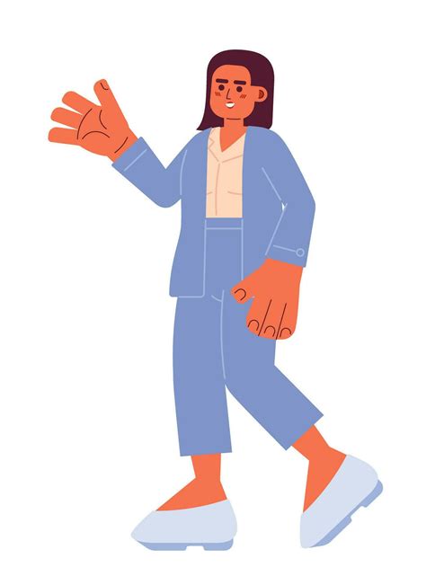 Friendly Hispanic Businesswoman Greeting 2d Cartoon Character Adult Latina Lawyer Formal