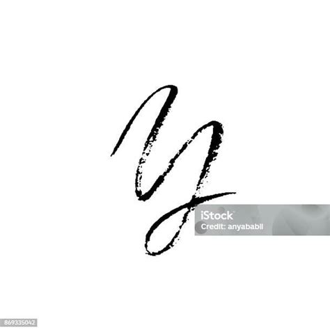 손 편지 Y 드라이 브러쉬 현대 글자를 그렸습니다 벡터 일러스트입니다 0명에 대한 스톡 벡터 아트 및 기타 이미지 0명 드로잉 디자인 Istock