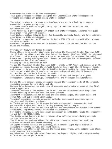 Comprehensive Guide To 2d Game Development Pdf 2 D Computer Graphics Rendering Computer