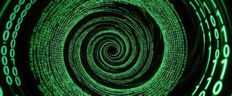 A Spiraling Vortex Of Green Binary Code On A Black Background Evoking Technology Premium Ai