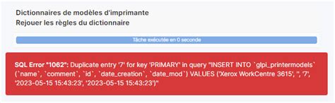 Printer Model Dictionary Sql Error On Replay Dictionary Rules