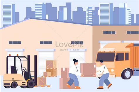 물류단지 창고 일러스트 무료 다운로드 Lovepik