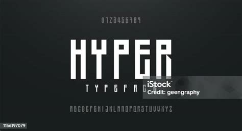 높은 키가 큰 간단한 글꼴 알파벳 서체를 응축 현대 알파벳 글꼴입니다 타이포그래피 도시 스타일의 문자와 숫자 벡터 일러스트레이션 두꺼운에 대한 스톡 벡터 아트 및 기타