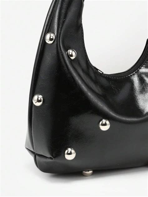 1pc women s vintage angola red rivet oiled leather crescent shoulder