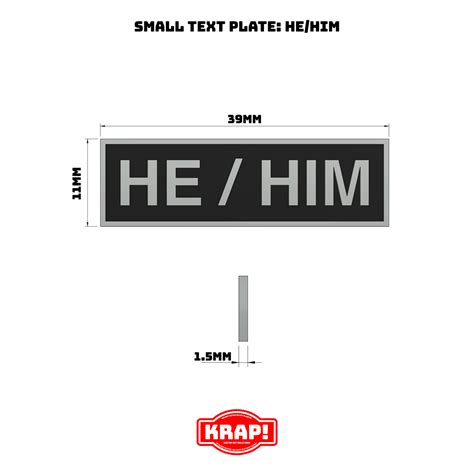 Pronoun Text Plate Small Hehim Krap Custom Set Solutions