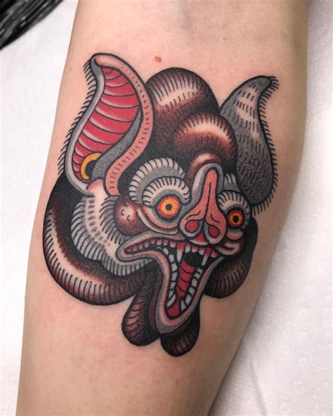 Traditional Bat Head Tattoo
