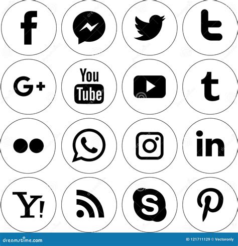 Social Media Line Icons Black Editorial Stock Image Illustration Of Addiction Group 121711129