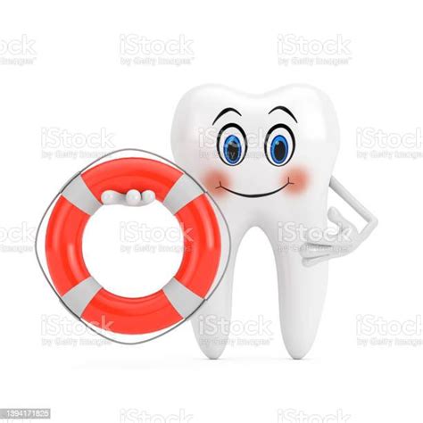 화이트 치아 사람 캐릭터 마스코트와 라이프 부표 3d 렌더링 구명 기구에 대한 스톡 사진 및 기타 이미지 구명 기구 이빨 Sos Istock