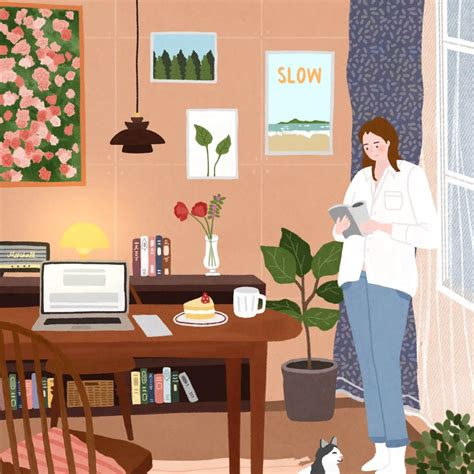 서재가 있는 거실 풍경 By 구월 포트폴리오 노트폴리오