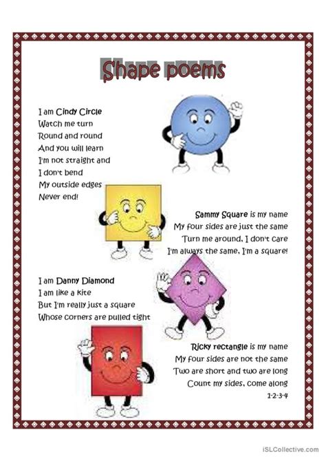 Shape Poem English Esl Worksheets Pdf And Doc
