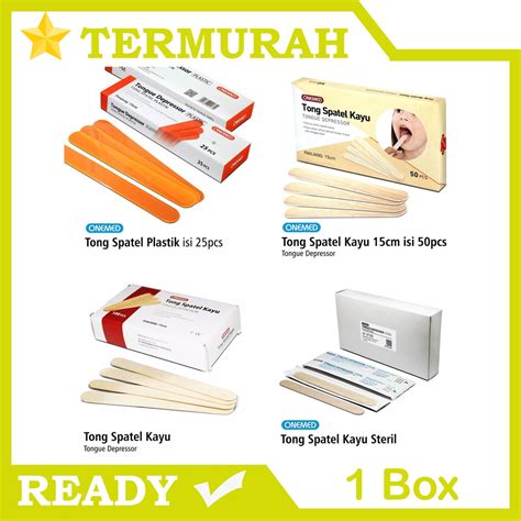 Jual Tong Spatel Kayu Plastik Steril Onemed Box Isi 25pcs 50pcs 100pcs