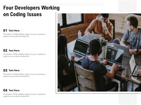 Four Developers Working On Coding Issues Presentation Graphics Presentation Powerpoint