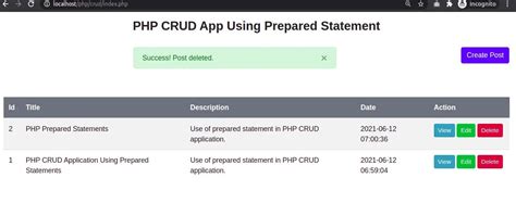 Crud Application In Php 8 Using Prepared Statement Programming Fields