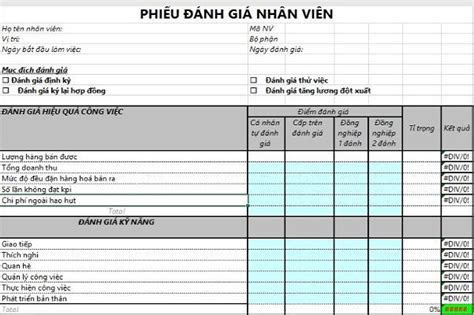 Top mẫu đánh giá nhân viên bằng Excel nổi bật và hiệu quả hiện nay