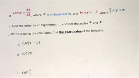 Solved Sum Difference Formulas Sin B Sin CosB Cos Sin Chegg Com