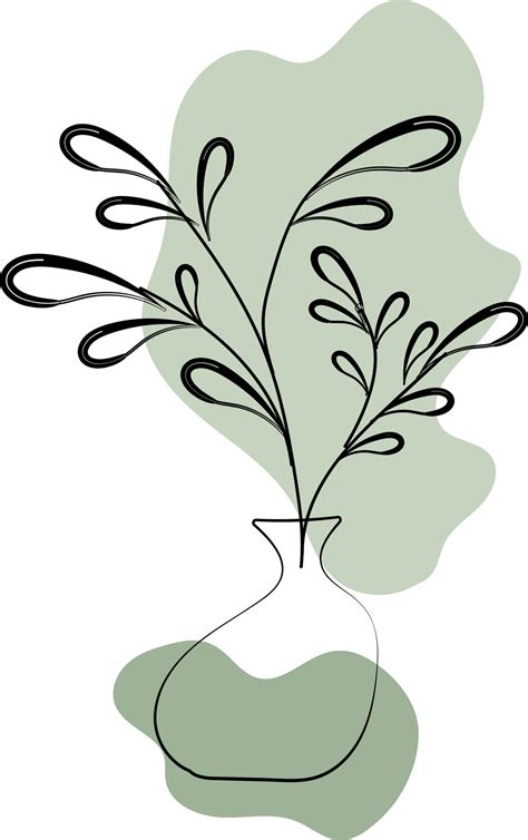 Contorno De Jarrón Con Hojas Florales Y Forma Orgánica Abstracta