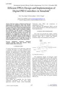 Pdf Efficient Fpga Design And Implementation Of Digital Pid Controllers In Simulink®
