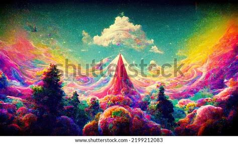 Acid Trippy Lsd Abstract Colorful Psychedelic Stock Illustration