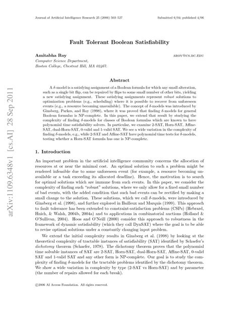 Fault Tolerant Boolean Satisfiability Deepai