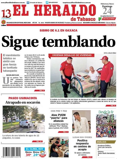 Periódico El Heraldo De Tabasco México Periódicos De México Edición