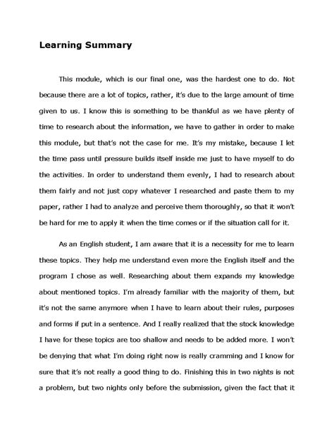 Learning Summary Learning Summary This Module Which Is Our Final One Was The Hardest One To