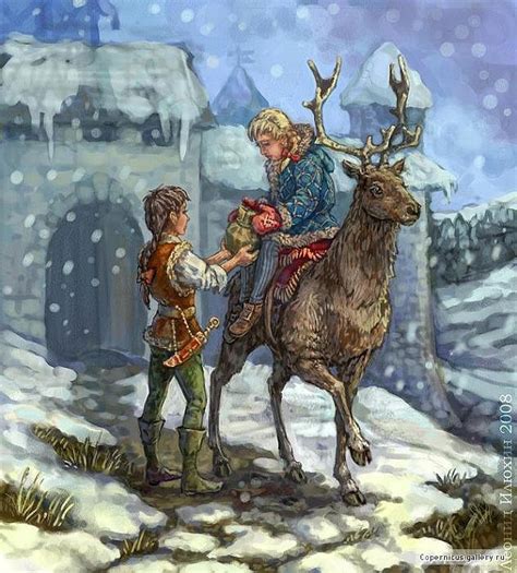 Иллюстрация Герда и маленькая разбойница в стиле компьютерная