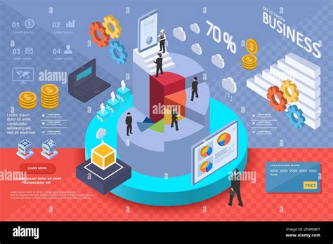 Set Of 3d Infographics For Business Data Analysis Landing Page