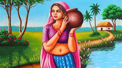 Indian Village Woman Painting