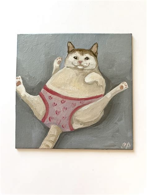 Картина магнит маслом кот в трусиках Расписанные холсты Дизайн картин на холсте Милые рисунки