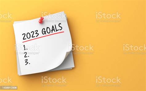 3d 렌더링 2023 목표 목록 필기 스티커 메모 및 파란색 배경에 빨간색 푸시 핀 2023년에 대한 스톡 사진 및 기타 이미지 2023년 개념 결심 Istock