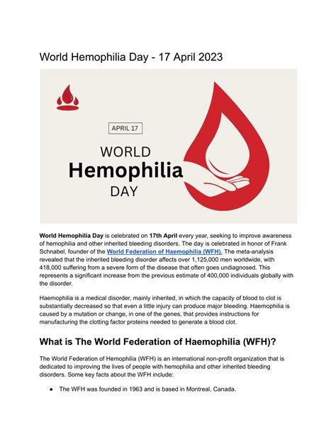 Ppt World Hemophilia Day 17 April Powerpoint Presentation Free