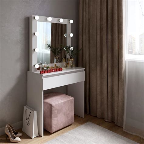 ᐉ Туалетний столик із дзеркалом і підсвіткою Білий Ms612 • Краща ціна в Києві Україні