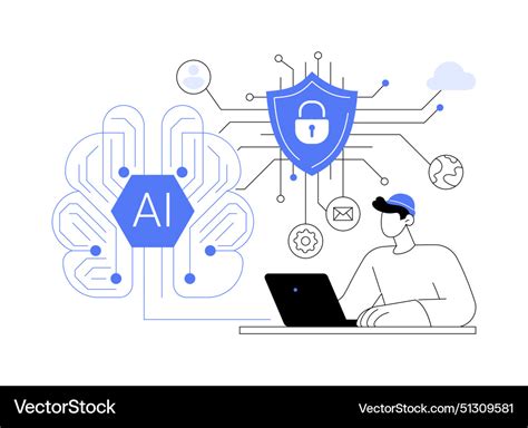 Ai Powered Network Security Abstract Concept Vector Image