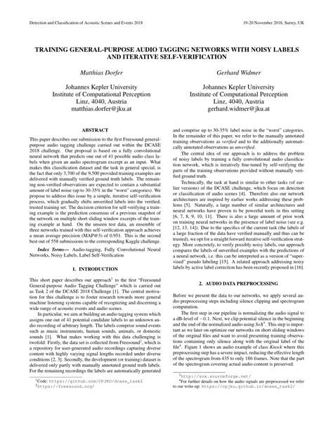 Pdf Training General Purpose Audio Tagging Networks With Noisy Labels