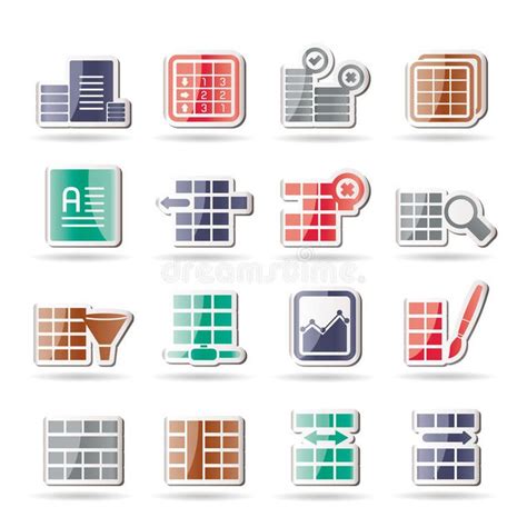 Database And Table Formatting Icons Vector Icon Set Aff