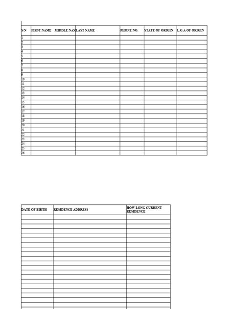 National Social Register Collation Template Nassco 1 Pdf