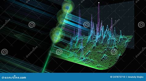 Abstract Background With Bending D Grid And Color Lines Visual Presentation Of D Analytics