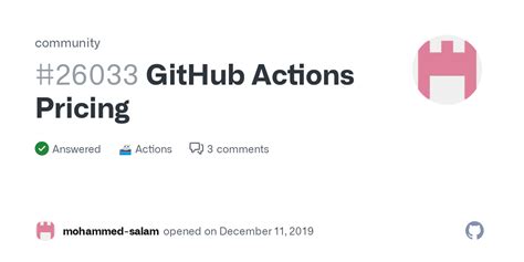 Github Actions Pricing · Community · Discussion 26033 · Github