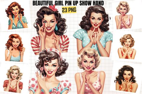 Beautiful Girl Pin Up Show Hand Clipart Graphic By Denizdesign · Creative Fabrica